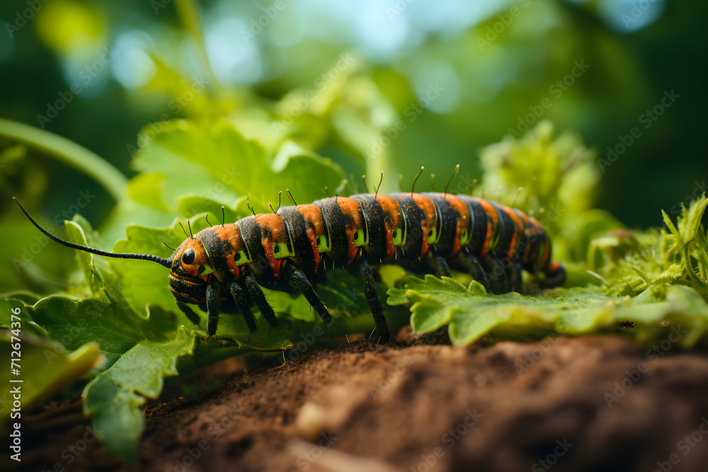 caterpillar in the wild, clean close up photo of a caterpillar Stock ...