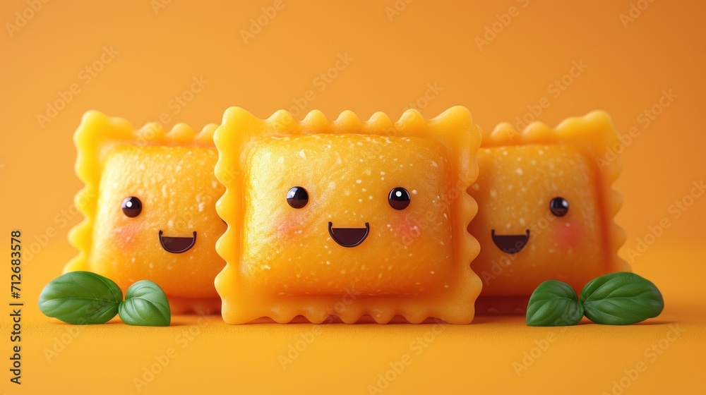 three candies with faces made to look like they are sitting next to ...