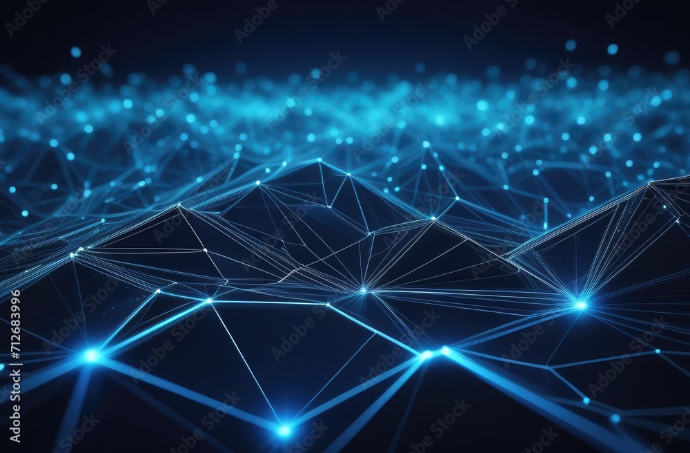 Abstract blue background of digital data. The structure of the network ...