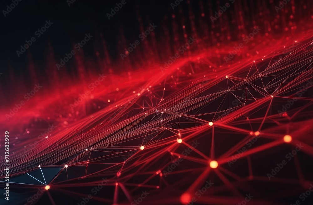 Abstract red background of digital data. The structure of the network connection. The structural ...
