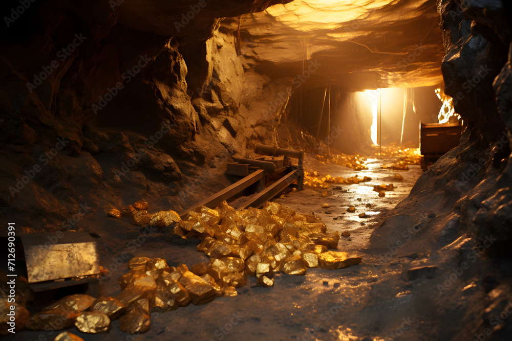 Gold mine full of gold, old gold mine, gold bars, left behind gold in ...