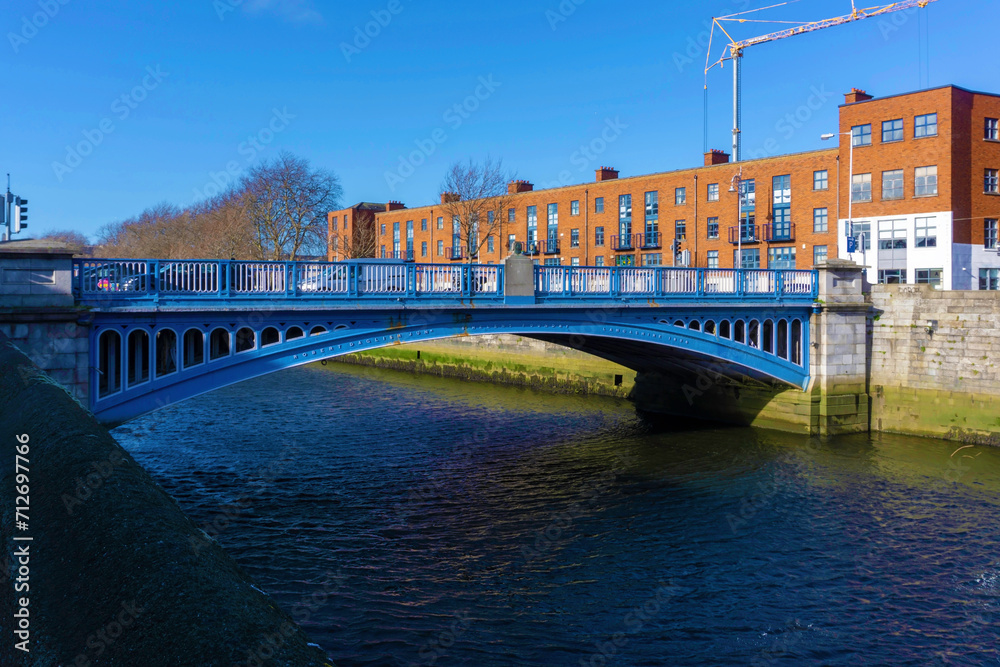 Dublin, Ireland, 3rd February 2020, The Rory O'More Bridge on the River ...
