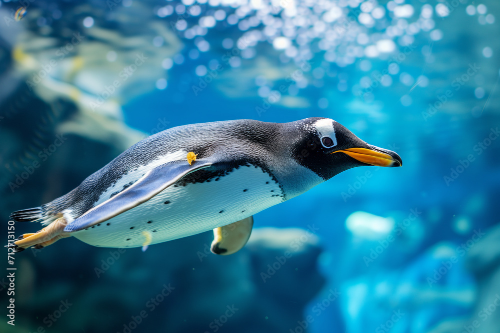 under water nature photography of a exotic penguin swimming underwater ...