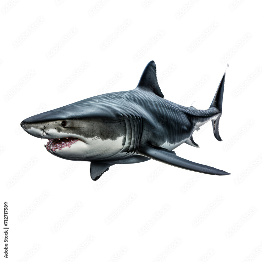 Realistic Full Body Shark Illustration on Transparent Background - High ...