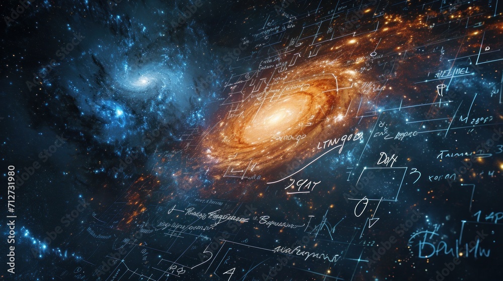 Mathematical and physical formulas against the background of a galaxy ...