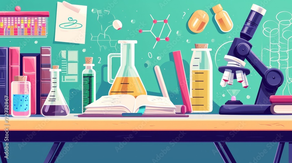 Physics flat concept vector illustration. School subject. Natural ...