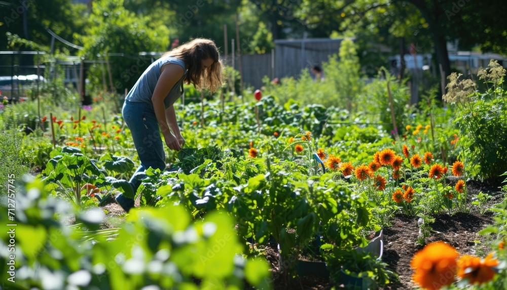 Community garden with individuals from different walks of life tend to ...