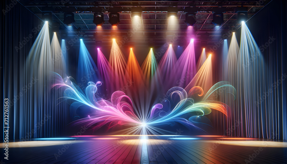 Modern dance stage light background with spotlight illuminated for ...