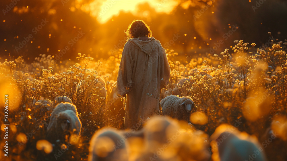Guiding Light: Jesus Christ as the Good Shepherd Leading His Lambs ...