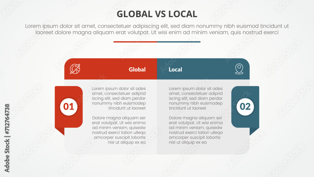 global vs local versus comparison opposite infographic concept for ...