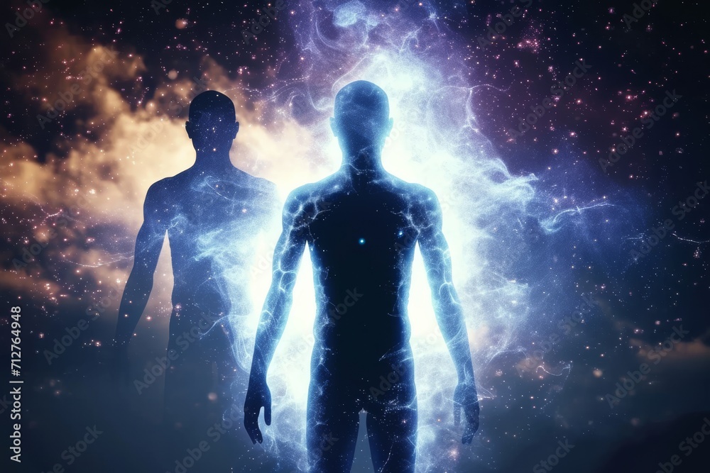 Silhouette of human astral human body concept image for near death ...