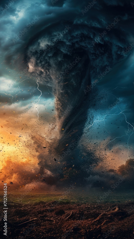 Dramatic storm tornado vortex, powerful and dynamic forces of nature in ...