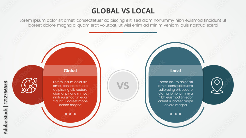 global vs local versus comparison opposite infographic concept for ...