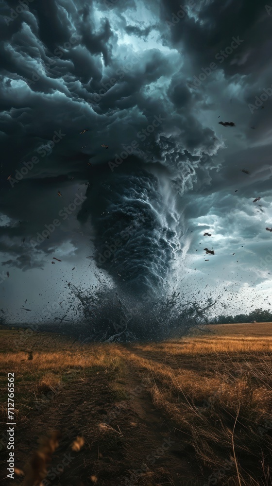 Dramatic storm tornado vortex, powerful and dynamic forces of nature in ...