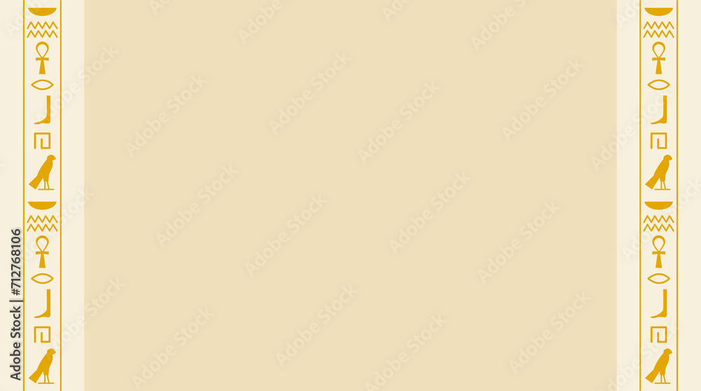 Hieroglyphic-like vertical borders with ancient Egyptian motifs on ...