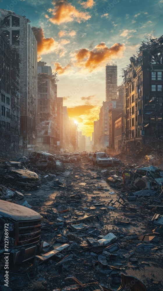 A realistic depiction of a devastated world, reflecting the ...