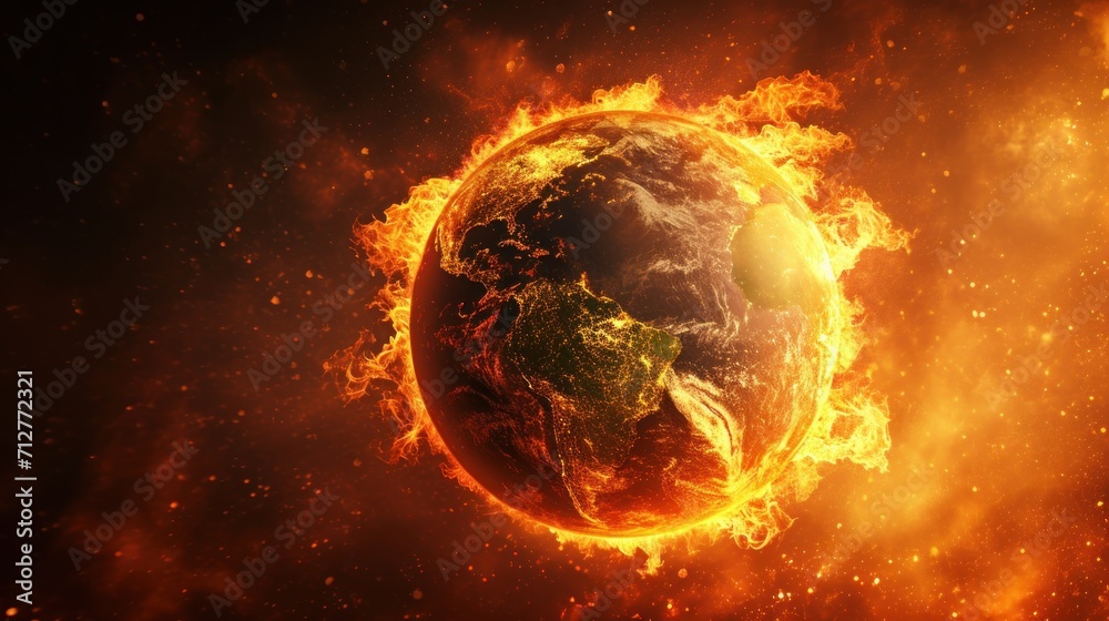 Powerful illustration showcasing Earth on fire, conveying the urgency ...