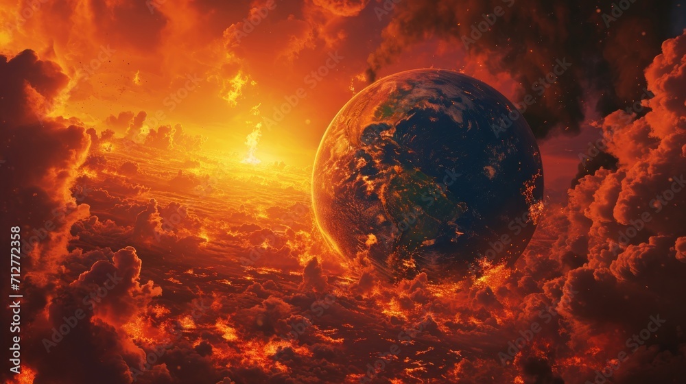 Powerful illustration showcasing Earth on fire, conveying the urgency ...
