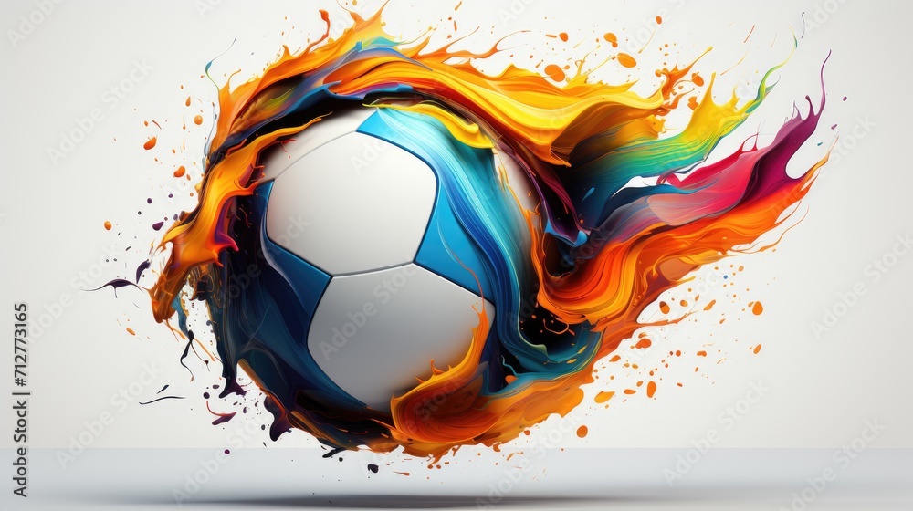 Soccer ball in splashes of color design art. Football concept, concept ...