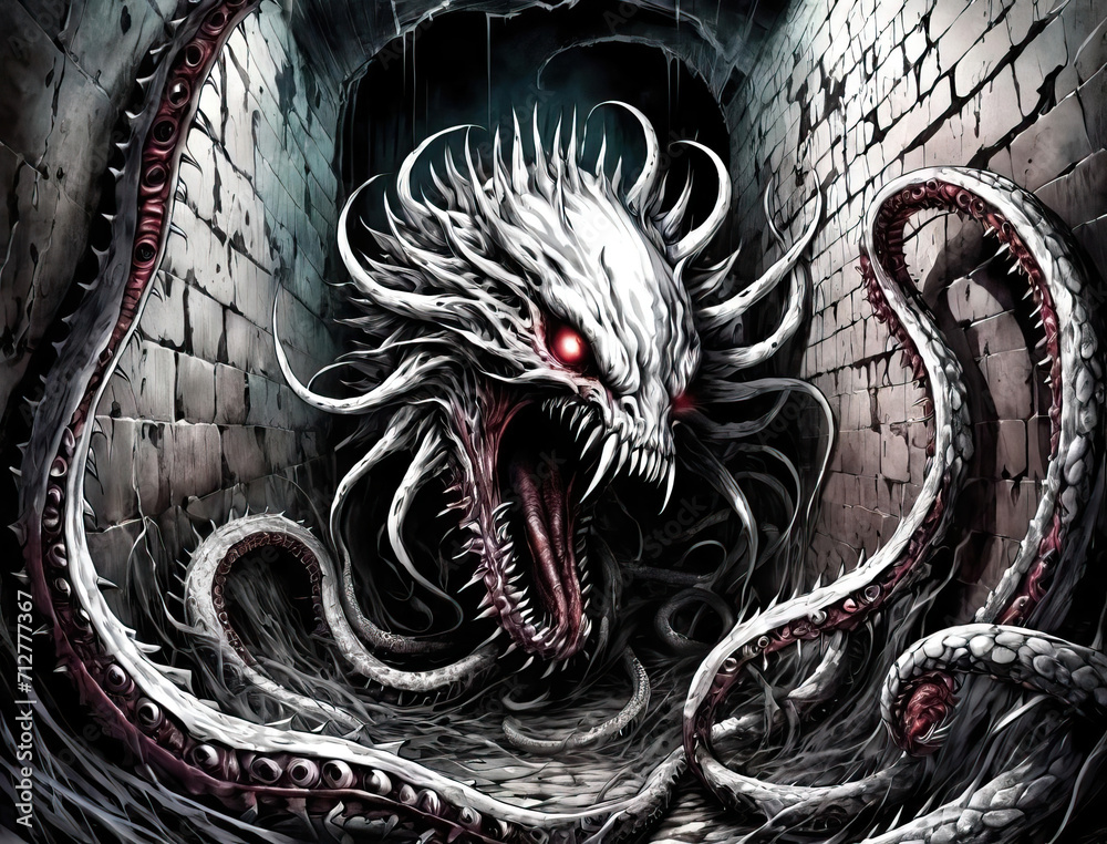 Terrifying Nightmares - Dark and Colorful Horror Manga Illustration of ...