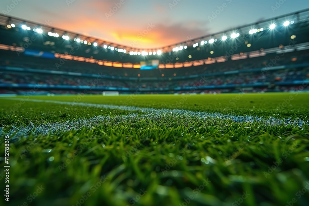 Macro Close-Up of Grass in a Football Stadium. Soccer Field Pitch ...