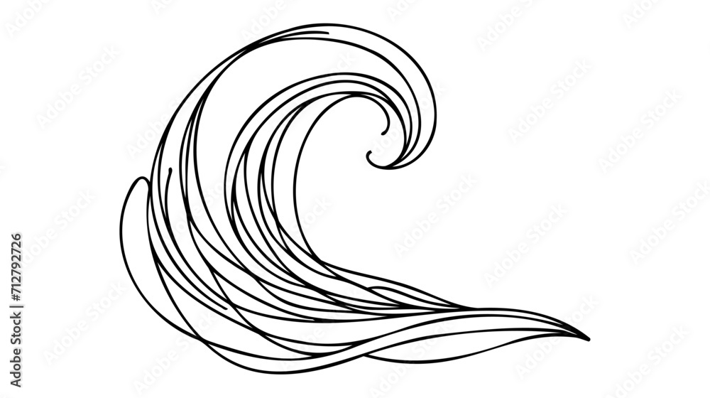 Vector isolated one line simple waves line drawing. Single line waves ...