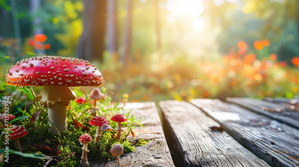 Nature's Warning: An Empty Wood Table with Ample Copy Space Set against ...