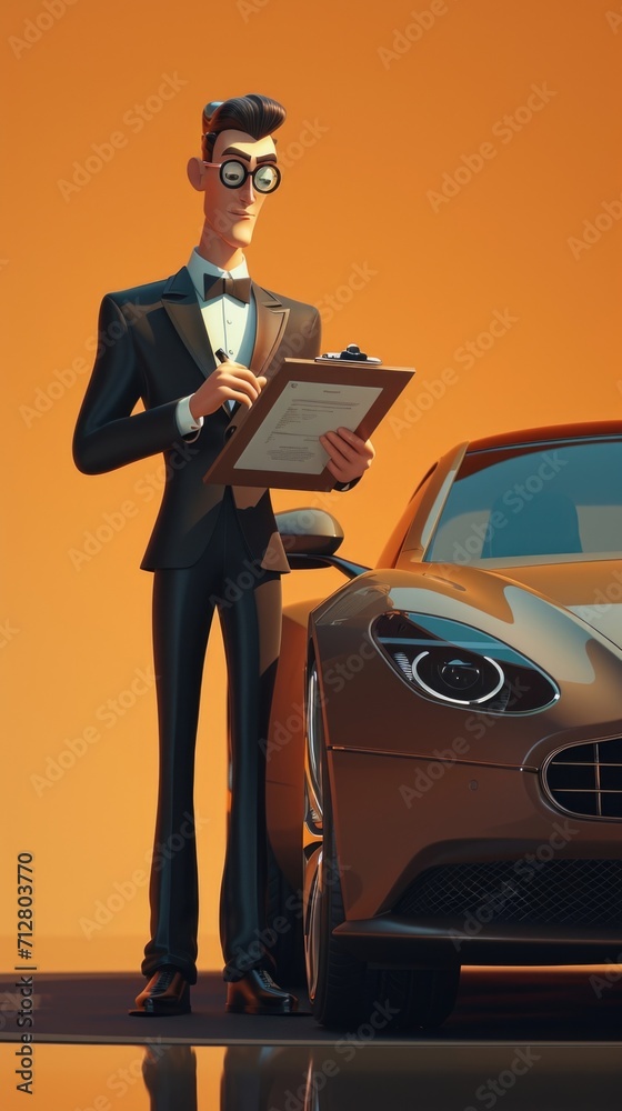 Cartoon digital avatars of Auto Aficionado Holding a clipboard and ...