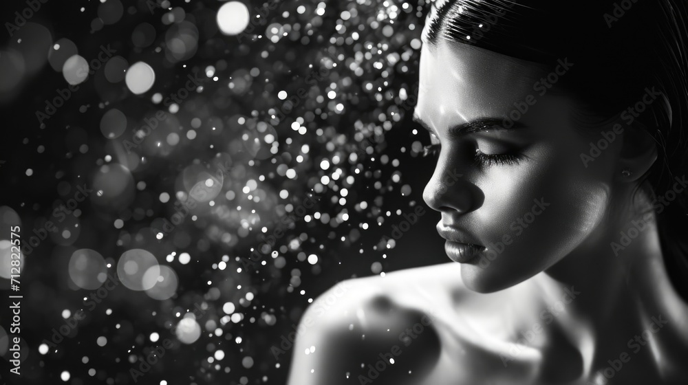 Black and white portrait of a woman with a sleek, angular hairstyle ...
