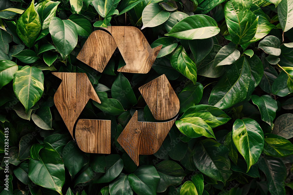 Recycle symbol on green background with recycle bin. Concept ...