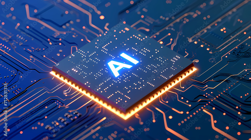 powerful computer processor microchip with the word representing artificial intelligence, AI ...