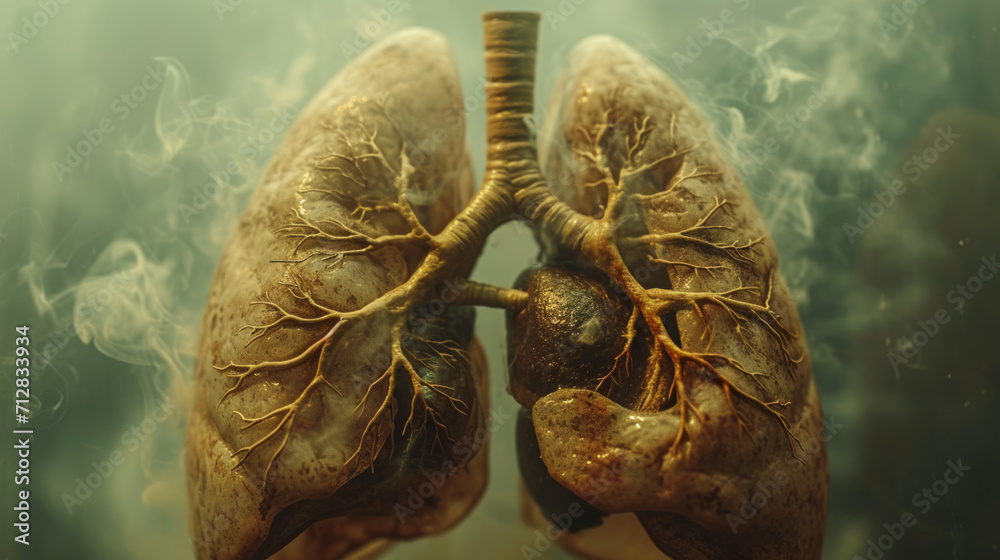 A person's lungs become smoking after many years. The effect of ...