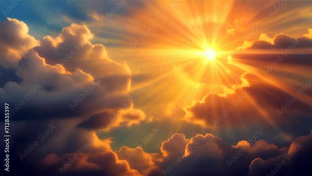 Rays of sun piercing through the clouds Stock Video | Adobe Stock