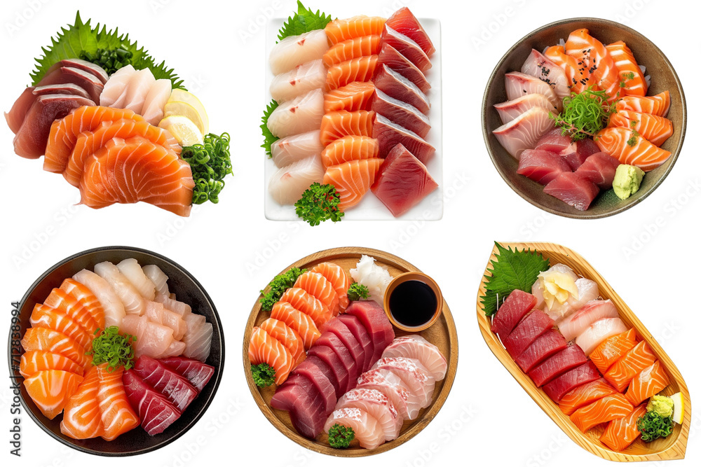 Sashimi set collection in 3d png transparent using for presentation ...
