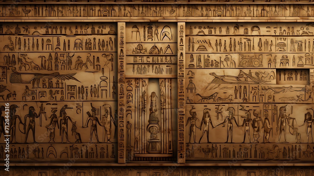 a wall of an ancient egyptian temple with symbols and symbols Stock ...