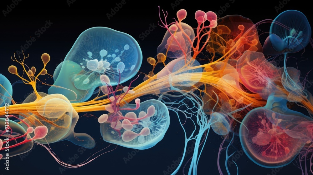 In this artistic depiction of kidney development, fluid shapes and ...