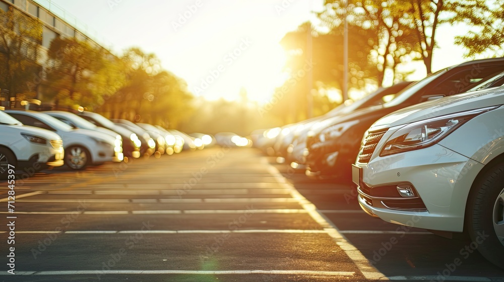 Car parked at outdoor parking lot. Used car for sale and rental service ...
