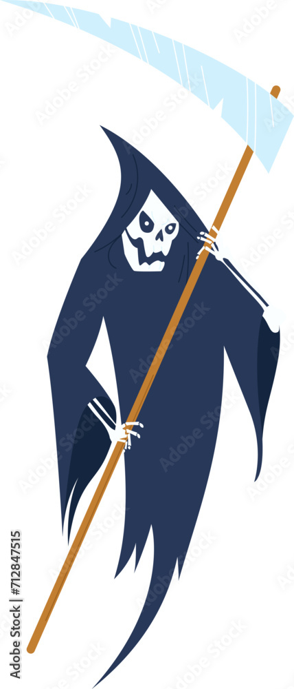 Stylized grim reaper with scythe on white background. Cartoon ...