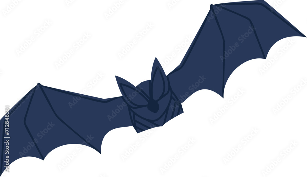 Flying bat cartoon in mid-flight on white background. Night creature ...