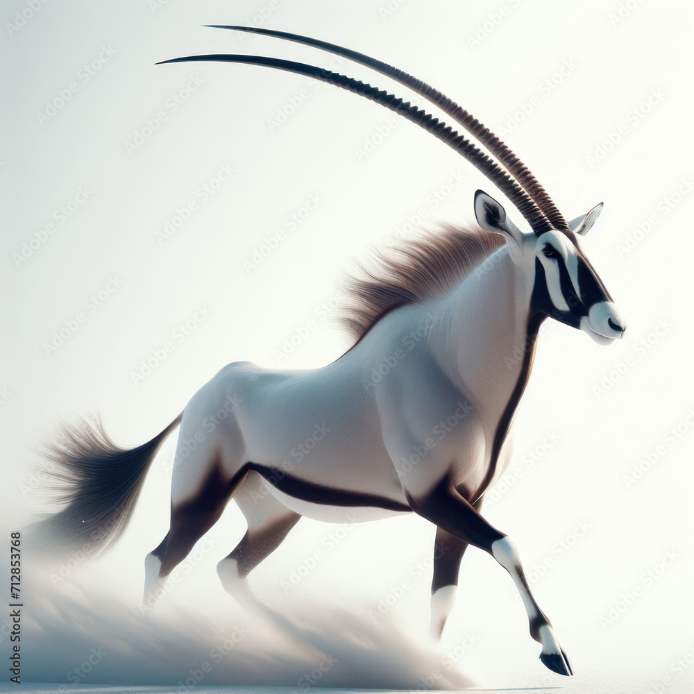 scimitar-horned oryx, White oryx (Oryx dammah), orix de cuernos de ...