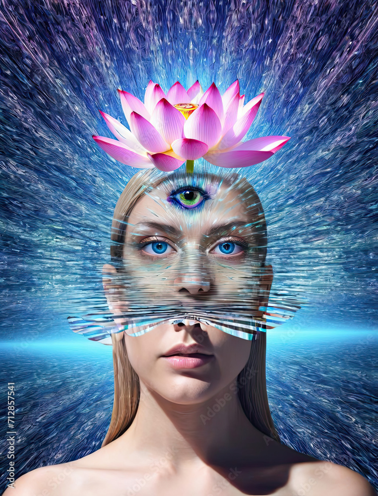 Hypnotic Psychedelic Journey - Distorted body, Lotus flower, Mind's eye ...