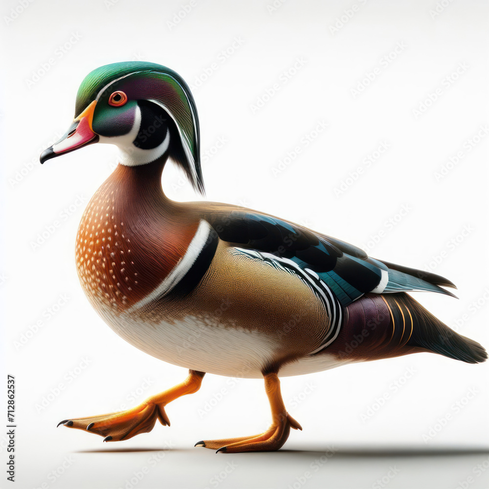 Wood duck, Carolina duck (Aix sponsa), beautiful , pato joyuyo, huyuyo ...