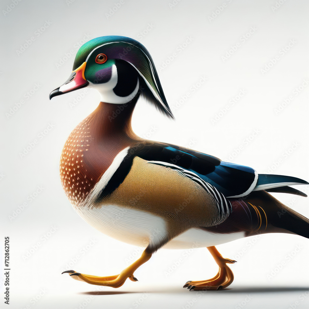 Wood duck, Carolina duck (Aix sponsa), beautiful , pato joyuyo, huyuyo ...