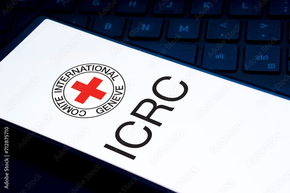 Dhaka, Bangladesh - 19 January 2024: ICRC logo on smartphone. The ...