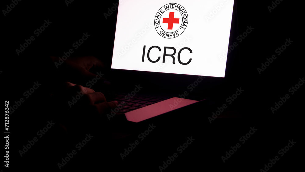 Dhaka, Bangladesh - 19 January 2024: ICRC logo on laptop. The ...