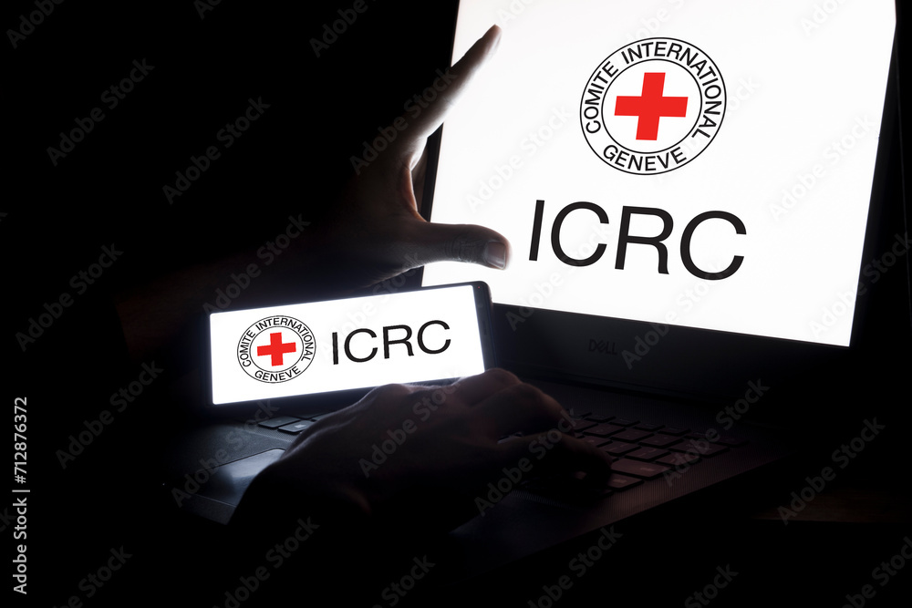 Dhaka, Bangladesh - 19 January 2024: ICRC logo on smartphone and ...
