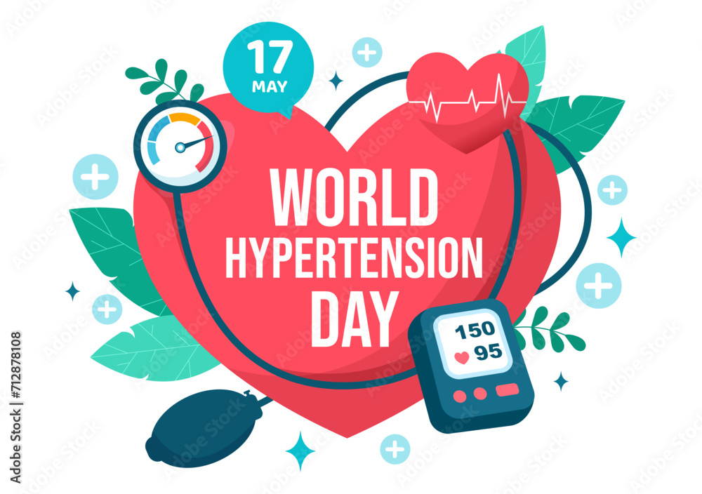 World Hypertension Day Vector Illustration on May 17th with High Blood ...