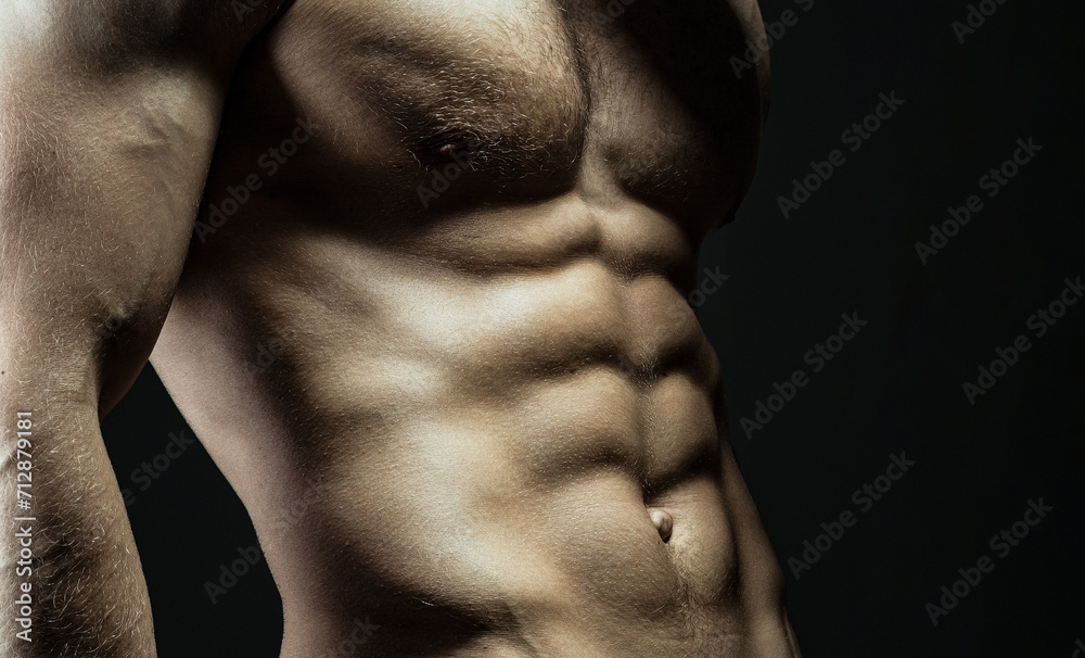 Muscular body. Muscular man. Male body, muscle shape, strong man ...