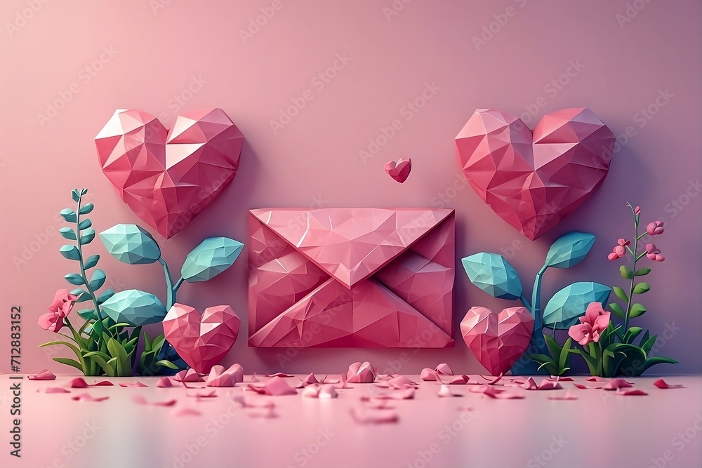 illustrations of stylized love letters or notes exchanged digitally ...