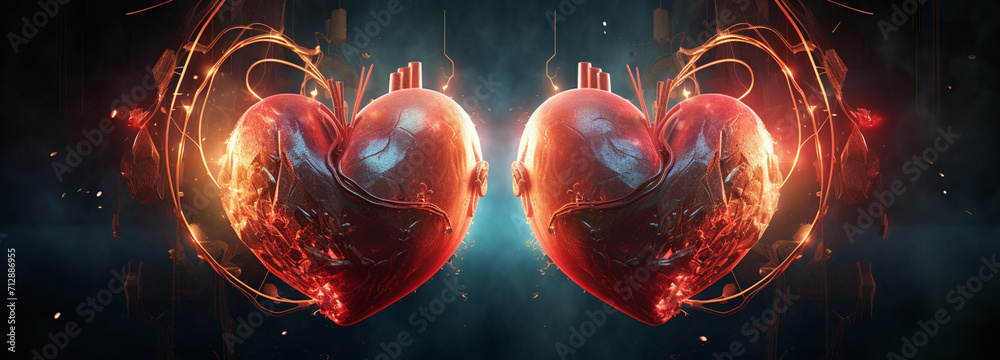 two hearts with their beats intertwining symbolize Stock Illustration ...